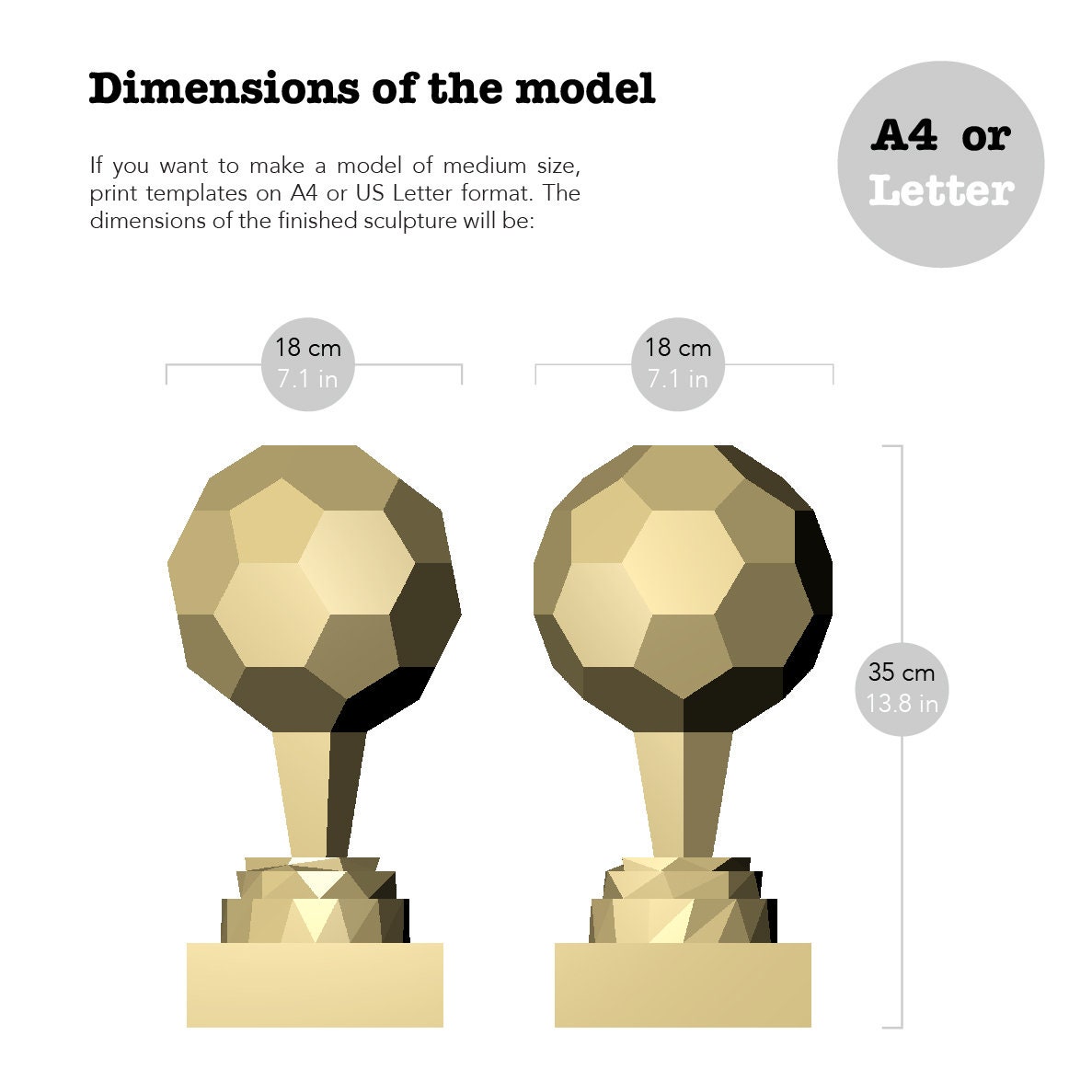 Printable DIY Template PDF. Sports Trophy. Soccer. Ball | Etsy