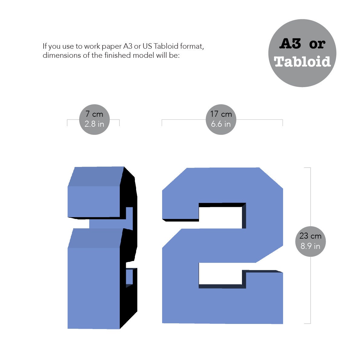 Printable DIY Template PDF. Number 2 Low Poly Paper Model | Etsy