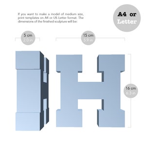 Printable DIY Template (PDF). Letter H Low Poly Paper Model Template ...