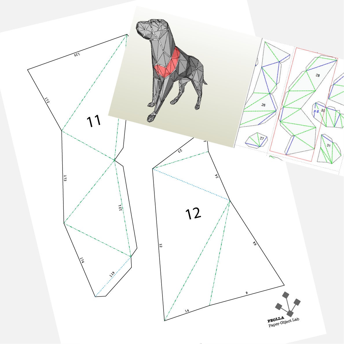 Printable DIY Template PDF. Dog rottweiler Low Poly Paper | Etsy