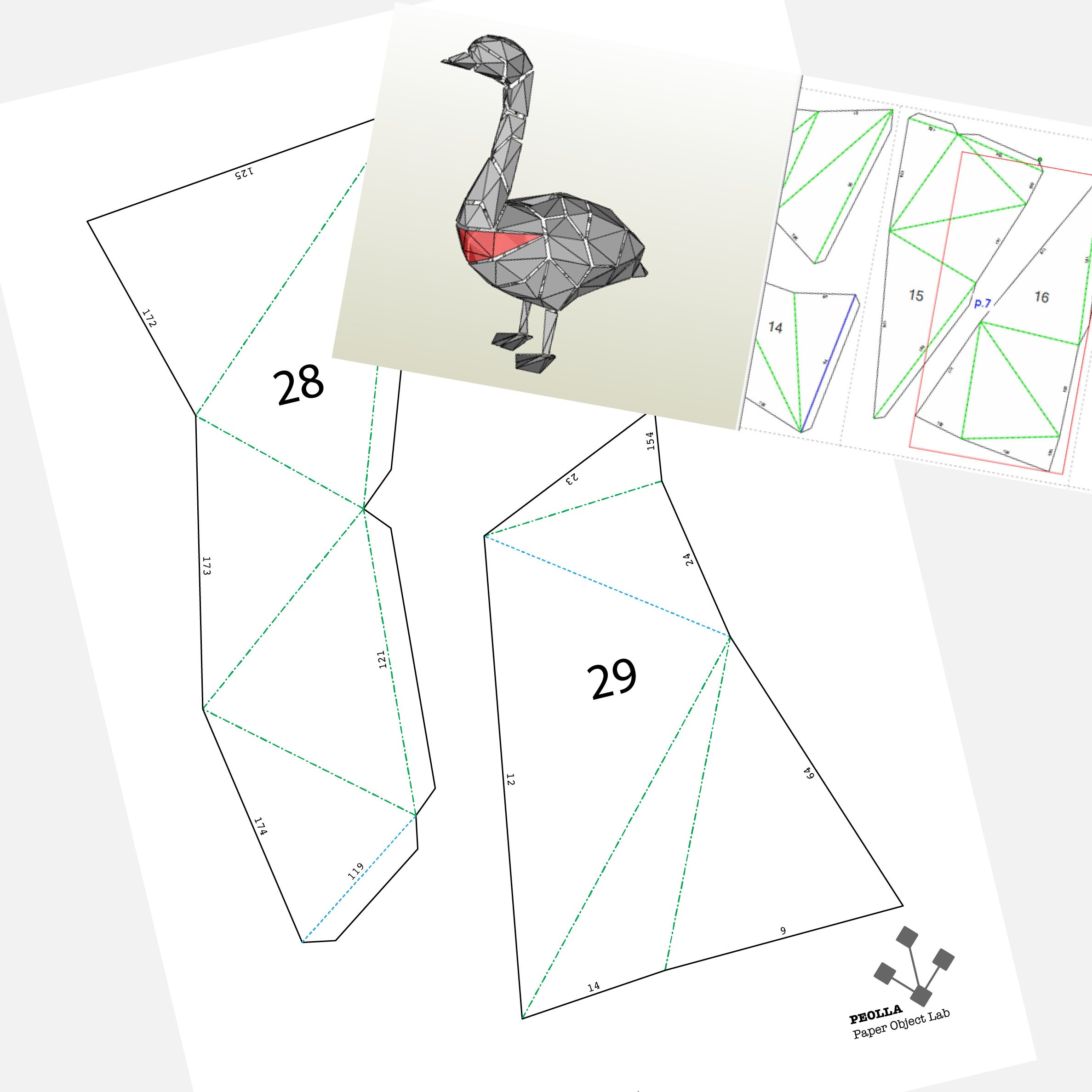Printable DIY Template (PDF). Goose Low Poly Paper Model Template. 3D ...