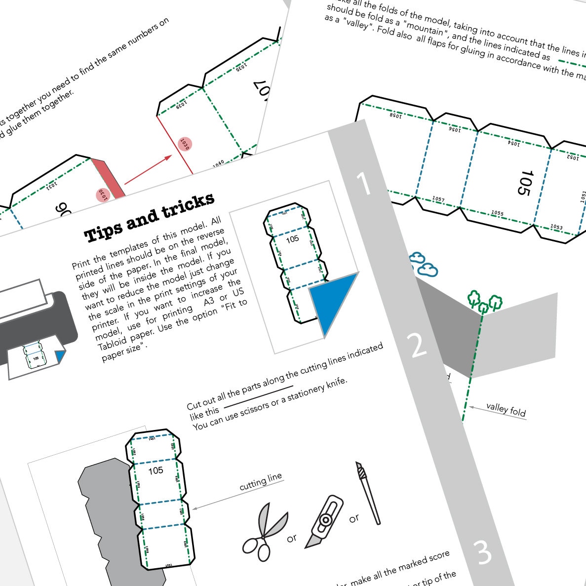 Printable DIY Template (PDF). Number 9 Low Poly Paper Model Template ...