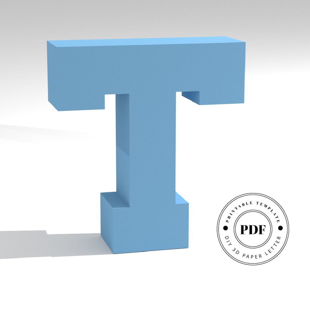 Printable DIY Template (PDF). Letter T Low Poly Paper Model Template ...