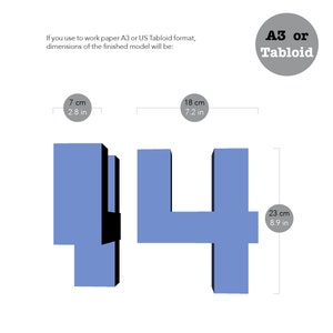 Printable DIY Template (PDF). Number 4 Low Poly Paper Model Template ...