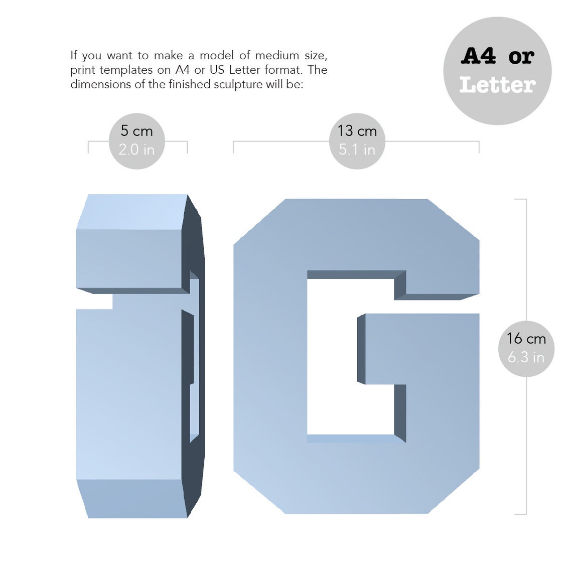 Printable DIY Template PDF. Letter G Low Poly Paper Model | Etsy