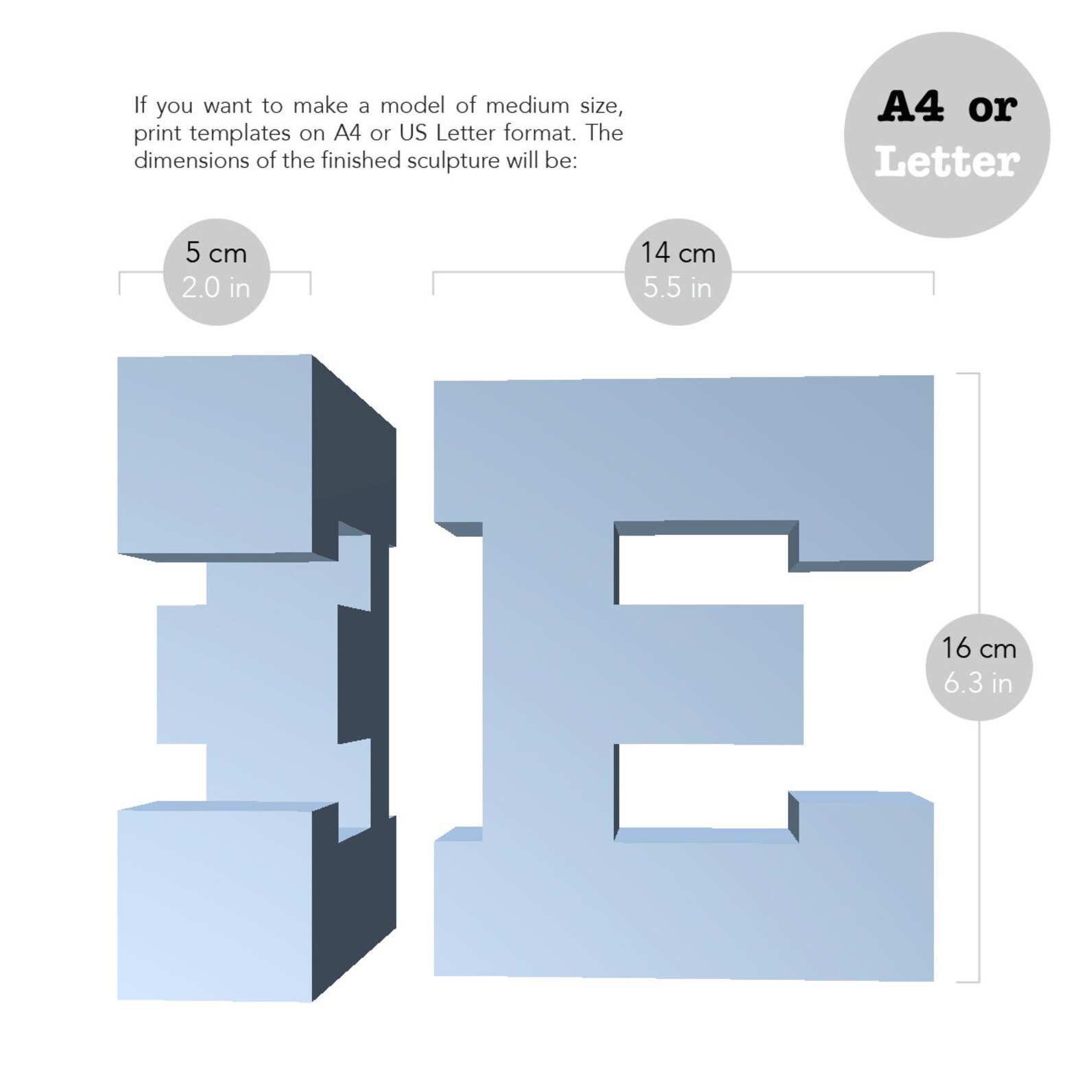 Printable DIY Template PDF. Letter E Low Poly Paper Model - Etsy
