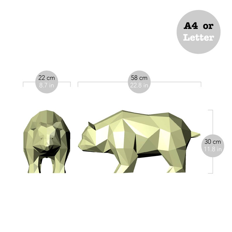 Printable DIY template PDF. Panda low poly paper model | Etsy