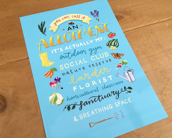 Allotment print hand lettered and illustrated typographic | Etsy