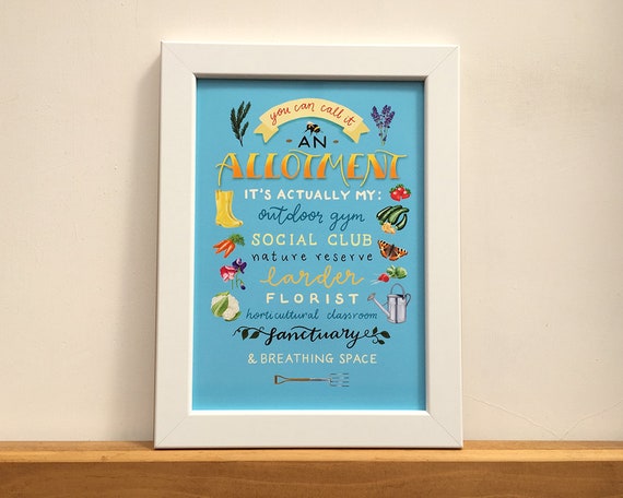 Allotment print hand lettered and illustrated typographic | Etsy