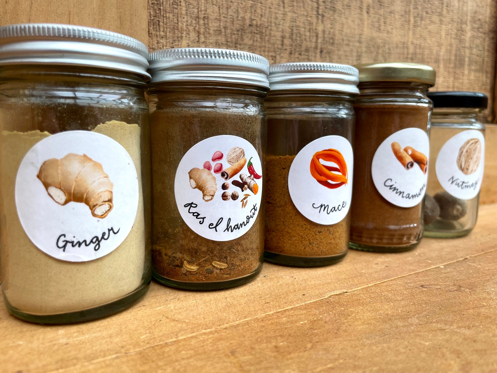 Herbs and Spices Stickers, A4 Sheet of 35 Circular Stickers With ...