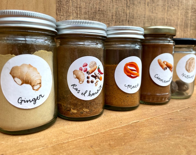 Herbs and Spices Stickers, A4 Sheet of 35 Circular Stickers With ...