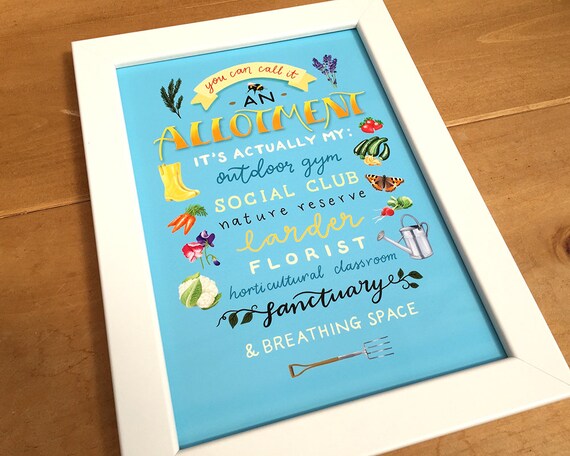 Allotment print hand lettered and illustrated typographic | Etsy