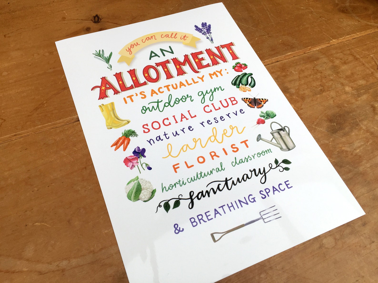 Allotment Print Hand Lettered and Illustrated Typographic | Etsy