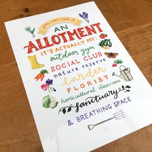 Allotment Print, Hand Lettered and Illustrated Typographic Print for ...