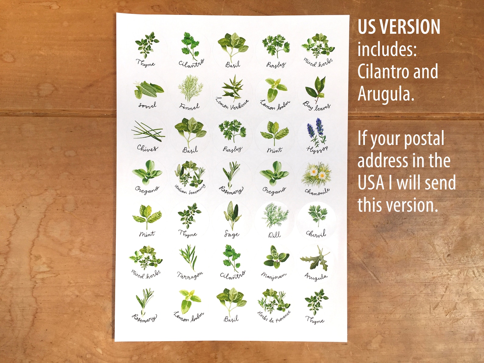 Herbs and Spices Stickers A4 Sheet of 35 Circular Stickers - Etsy