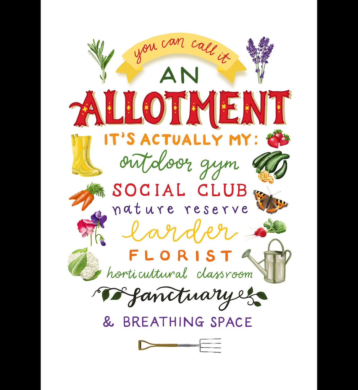 Allotment Print Hand Lettered and Illustrated Typographic | Etsy