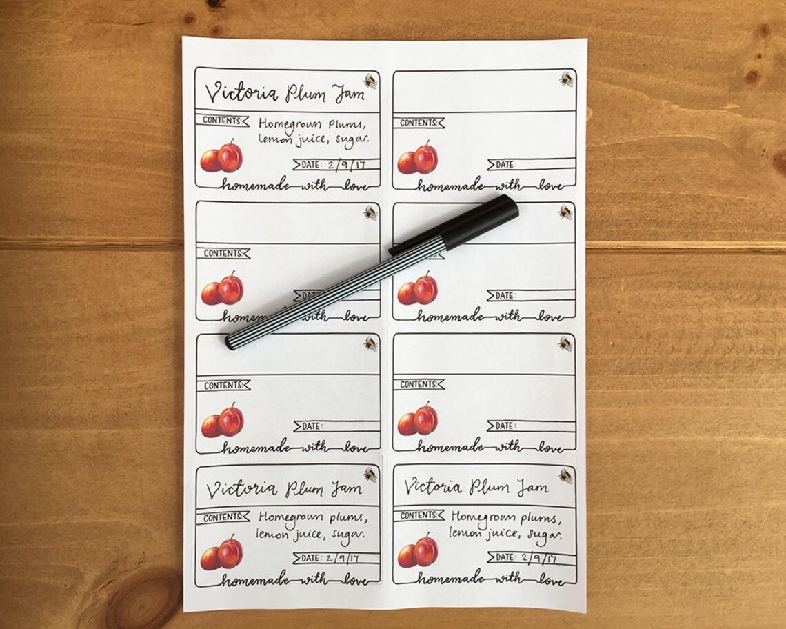 Jam and Chutney Labels Self-adhesive Labels for Your | Etsy