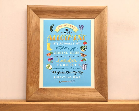 Allotment print hand lettered and illustrated typographic | Etsy