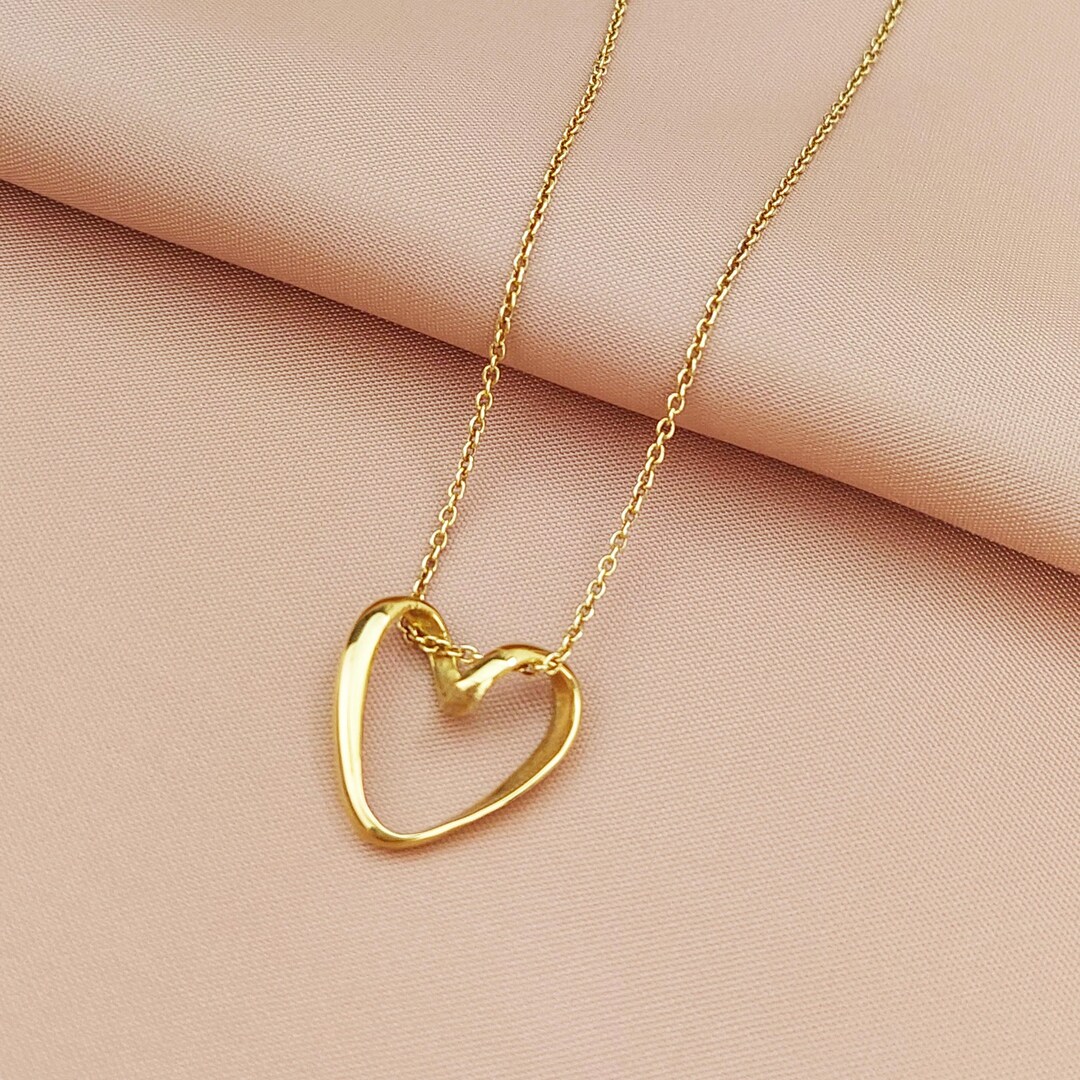 Gold Open Heart Necklace: 18ct Gold Plated Sterling Silver - Etsy