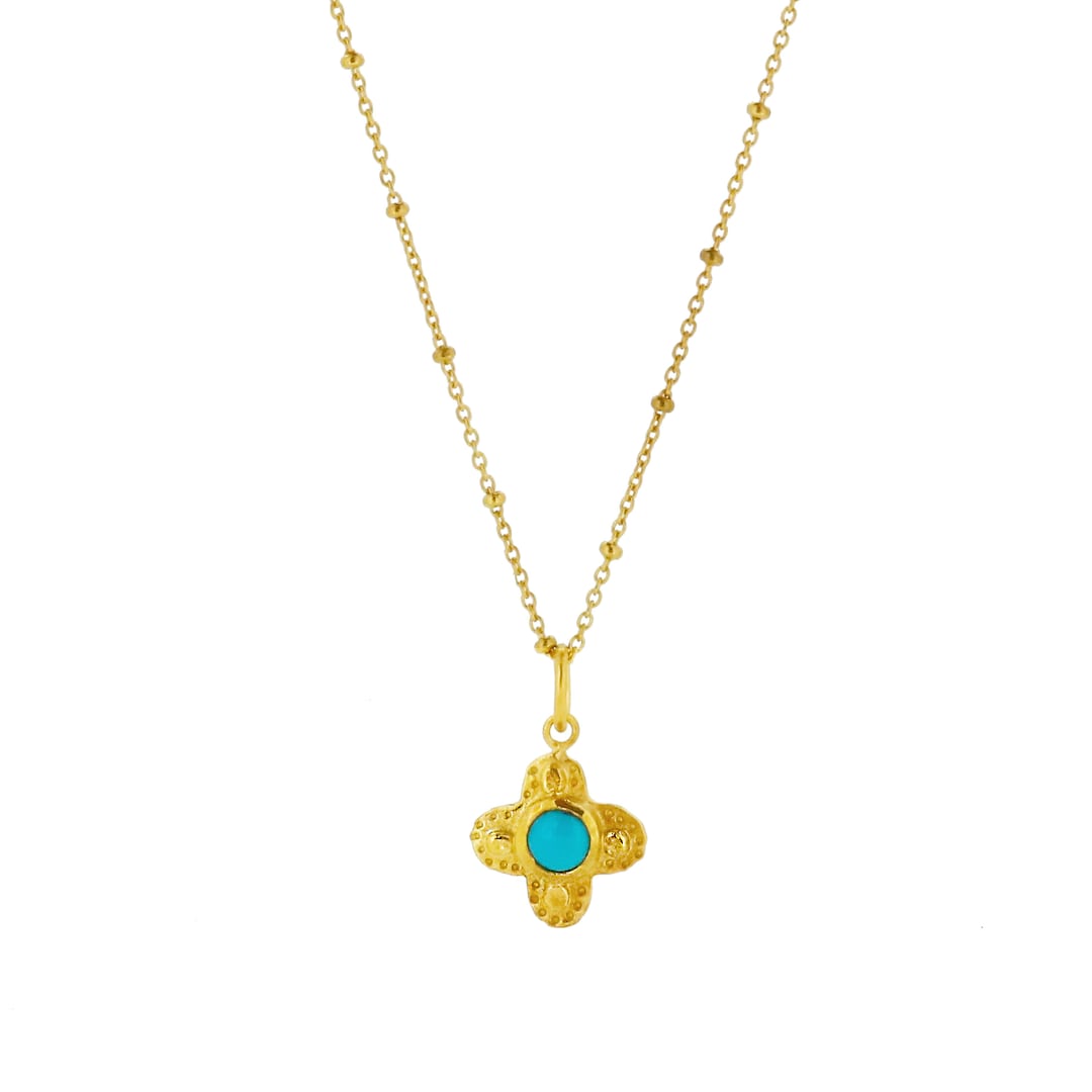 Turquoise Clover Necklace: 18ct Gold Plated Sterling Silver Pendant - Etsy