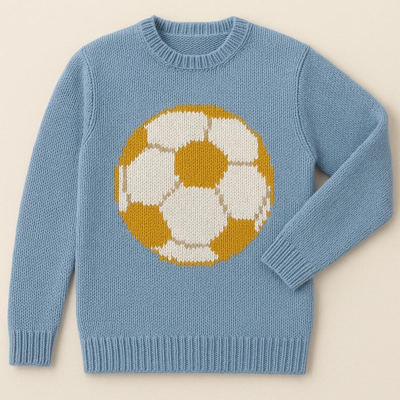 Soccer Ball Intarsia Knitting Chart – Sporty Motif for Kids Sweater or ...