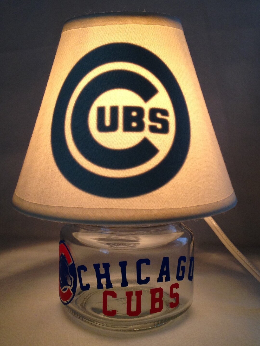 Mini Mason Jar Night Light - Chicago Cubs Influenced - Etsy