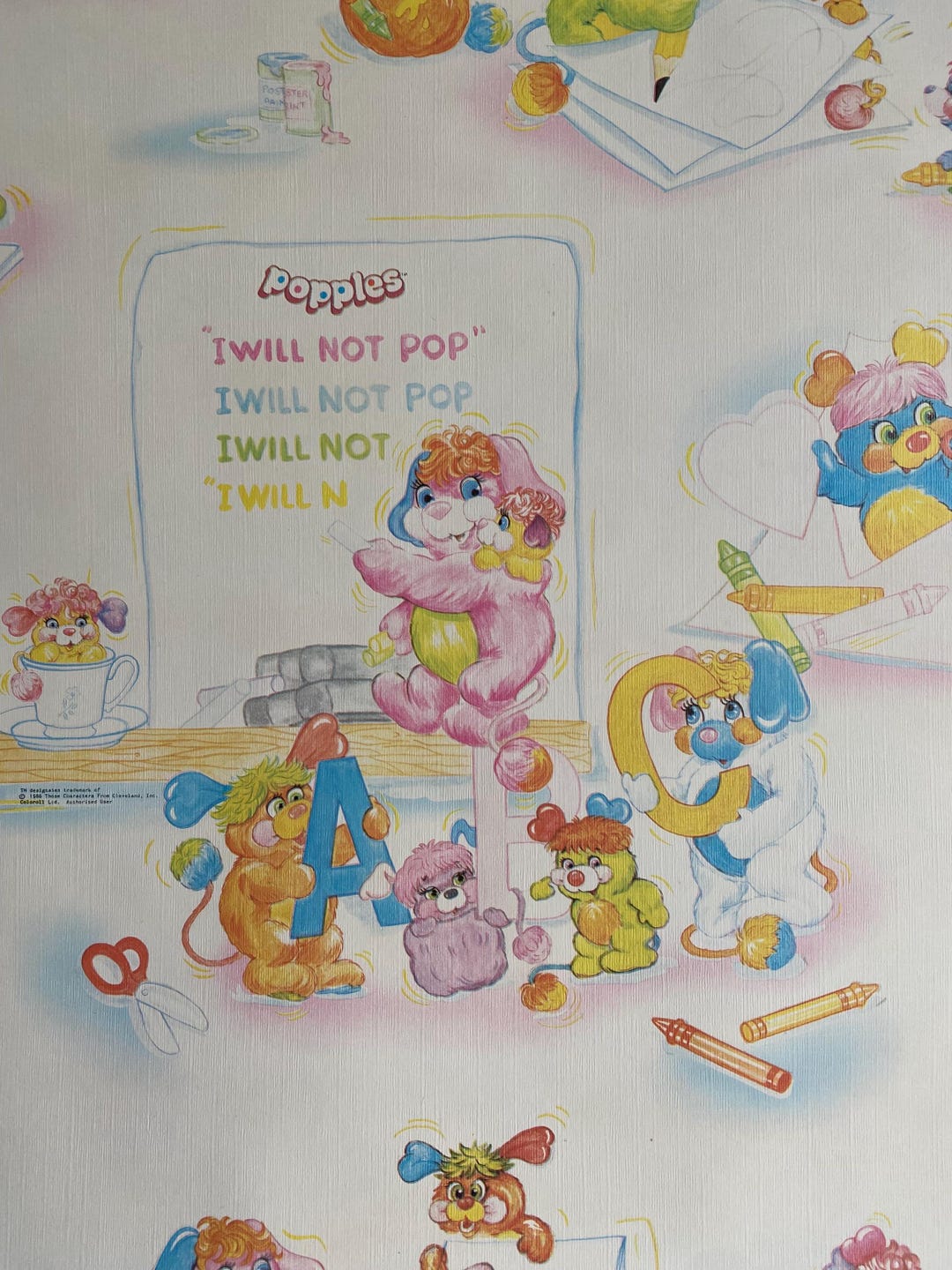 Popples Vintage Wallpaper Rare by the Yard - Wall Art - Feature Wall ...