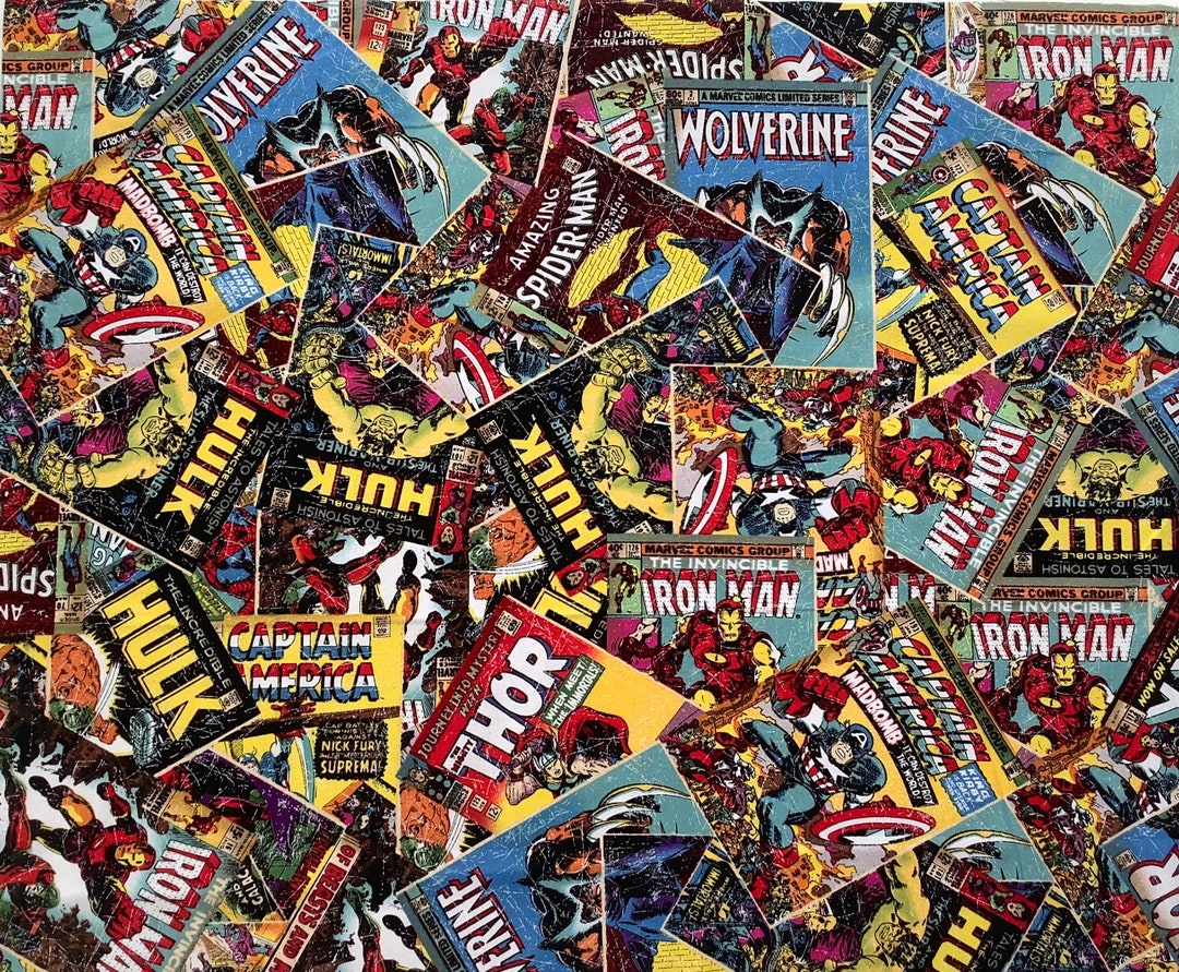 Marvel Comics Fabric - Thor Spider-man Hulk Iron Man Captain America ...