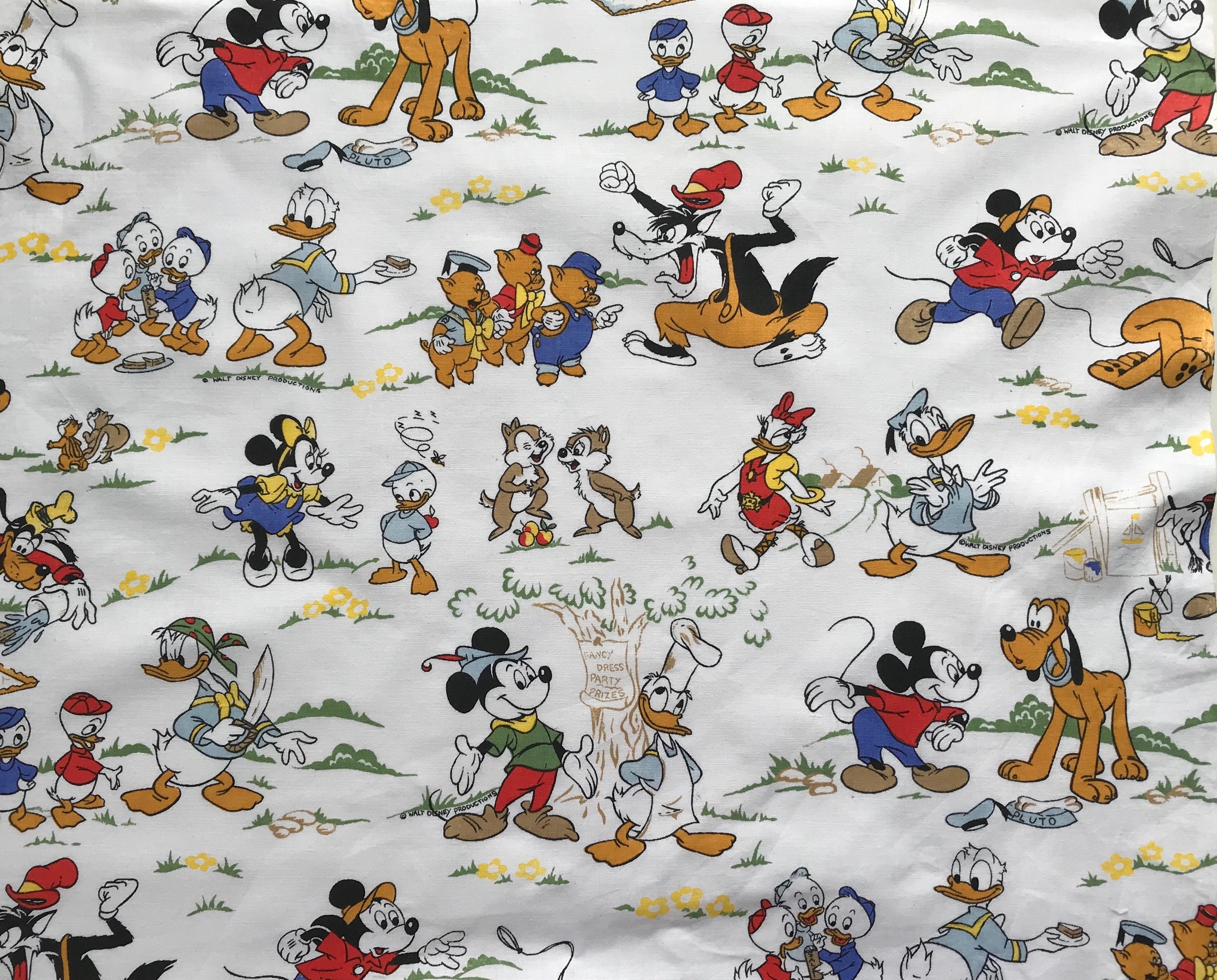 Rare Vintage Walt Disney Fabric Mickey Minnie Mouse Pluto - Etsy