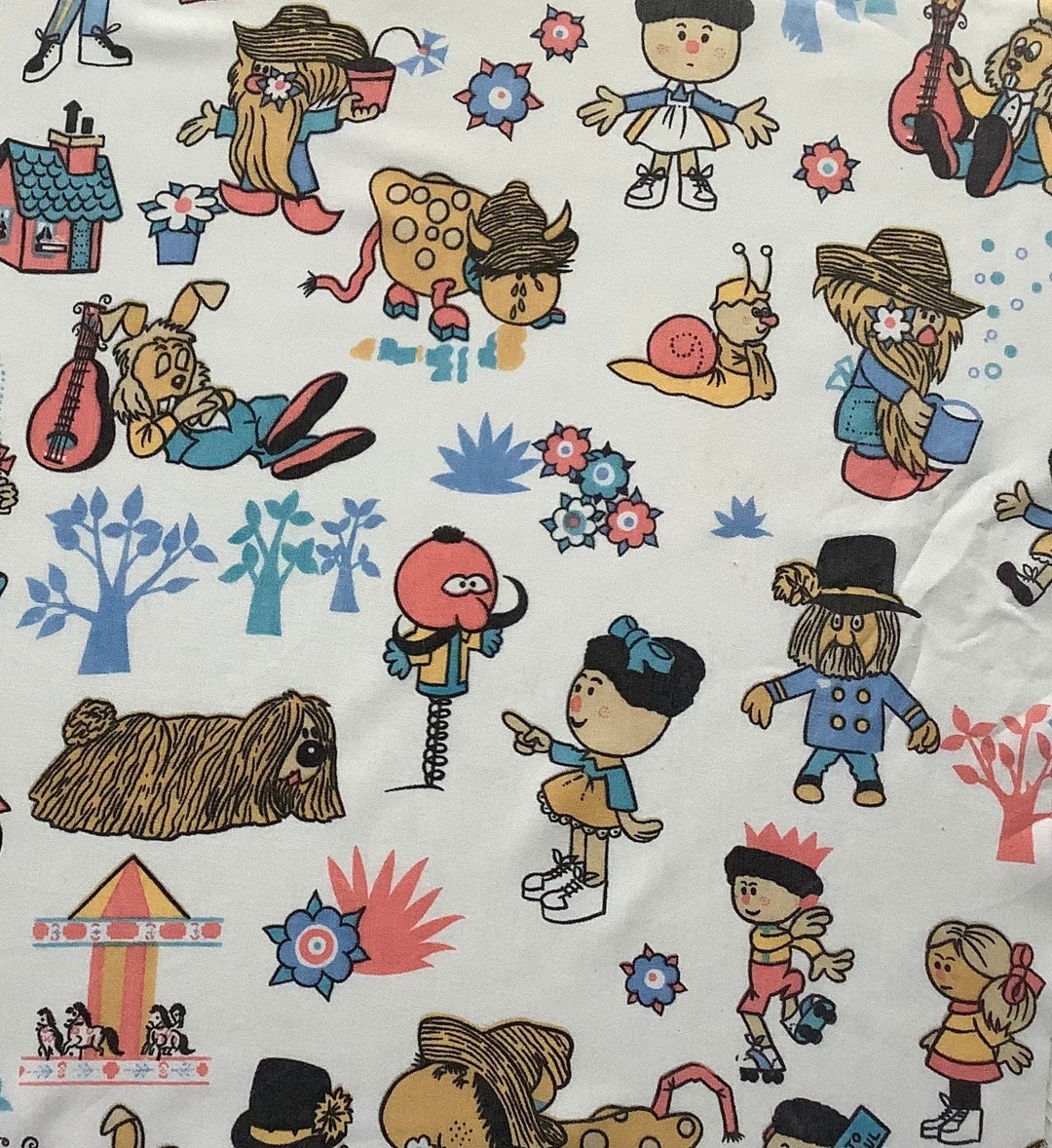 Magic Roundabout Vintage Fabric FQ Zebedee Dougal Florence Original and ...