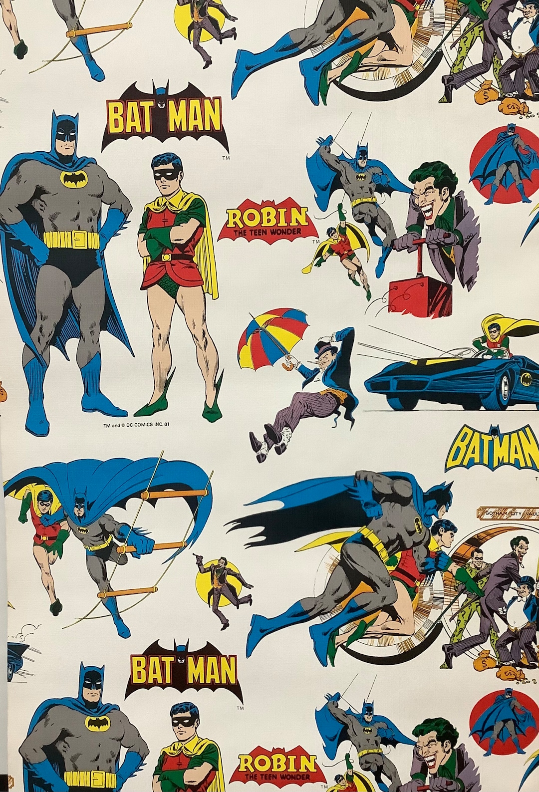 Batman & Robin DC Comics Vintage Wallpaper Rare by the Yard Wall Art ...