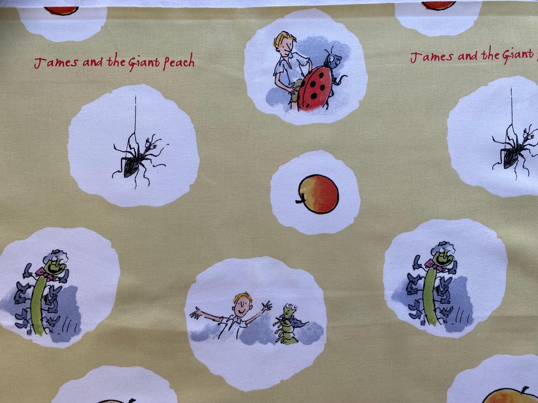 James and the Giant Peach Roald Dahl Quentin Blake Design Cotton Fabric ...