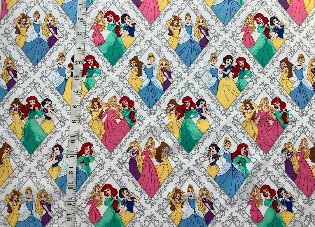 Disney Princess Fabric FQ Ariel Aurora Snow White Cinderella Belle New ...