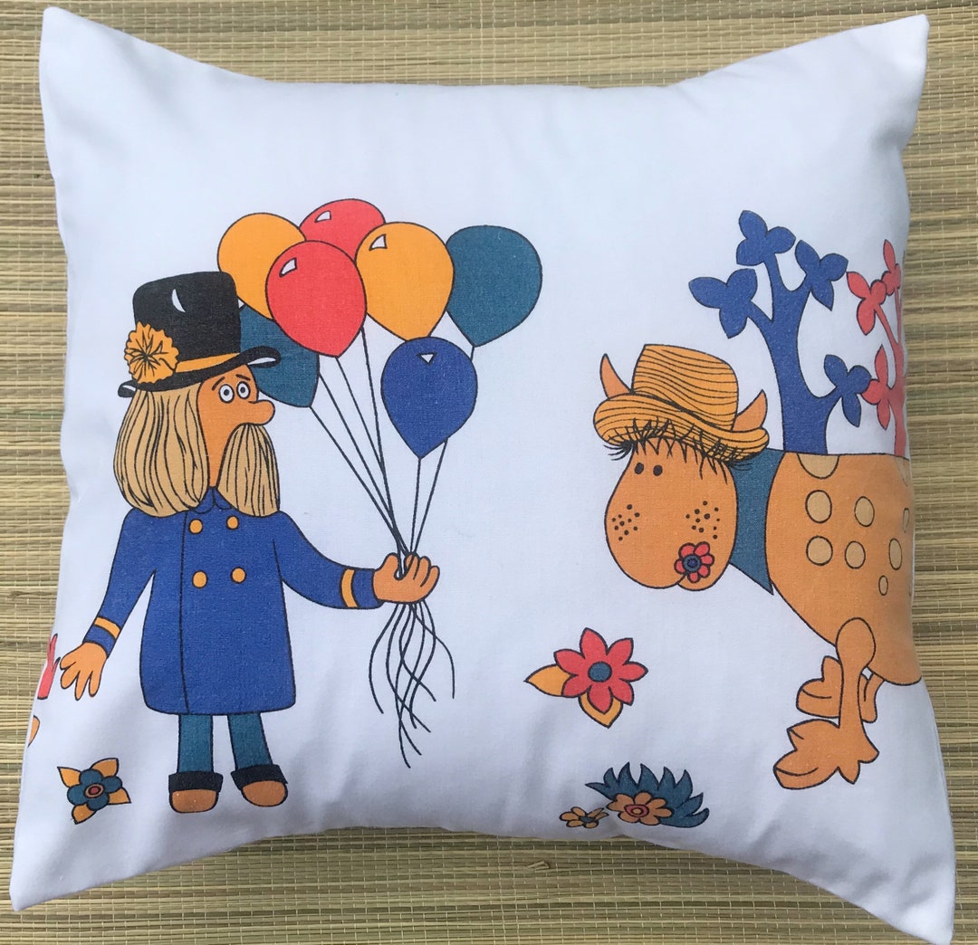 Magic Roundabout Florence Zebedee Dougall Vintage Fabric Cushion Cover ...