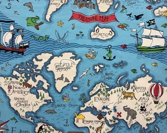 Treasure Map Fabric - Etsy