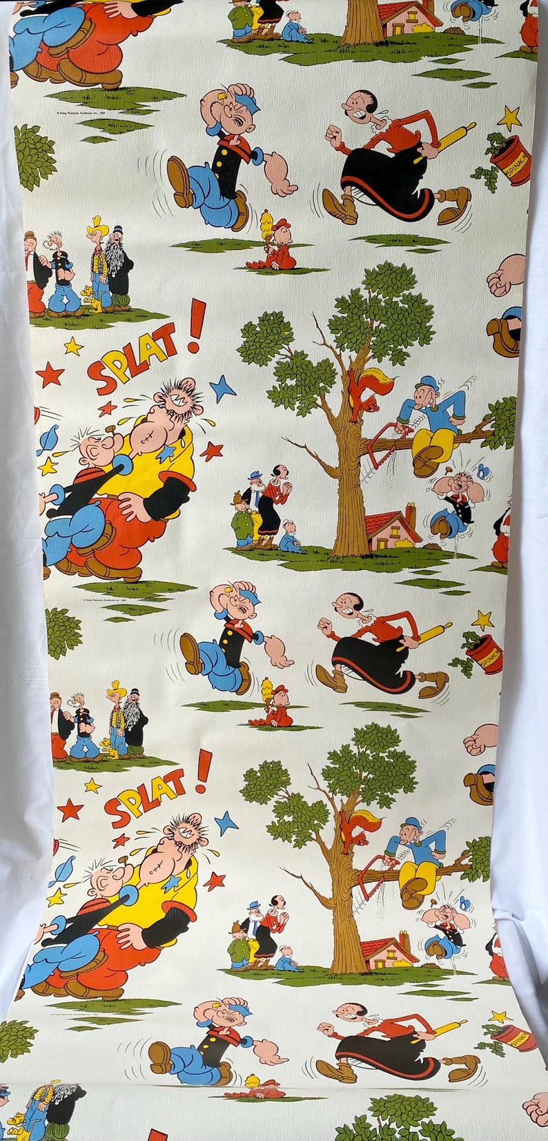 Popeye the Sailor Man Vintage Wallpaper by the Yard - Feature Wall ...
