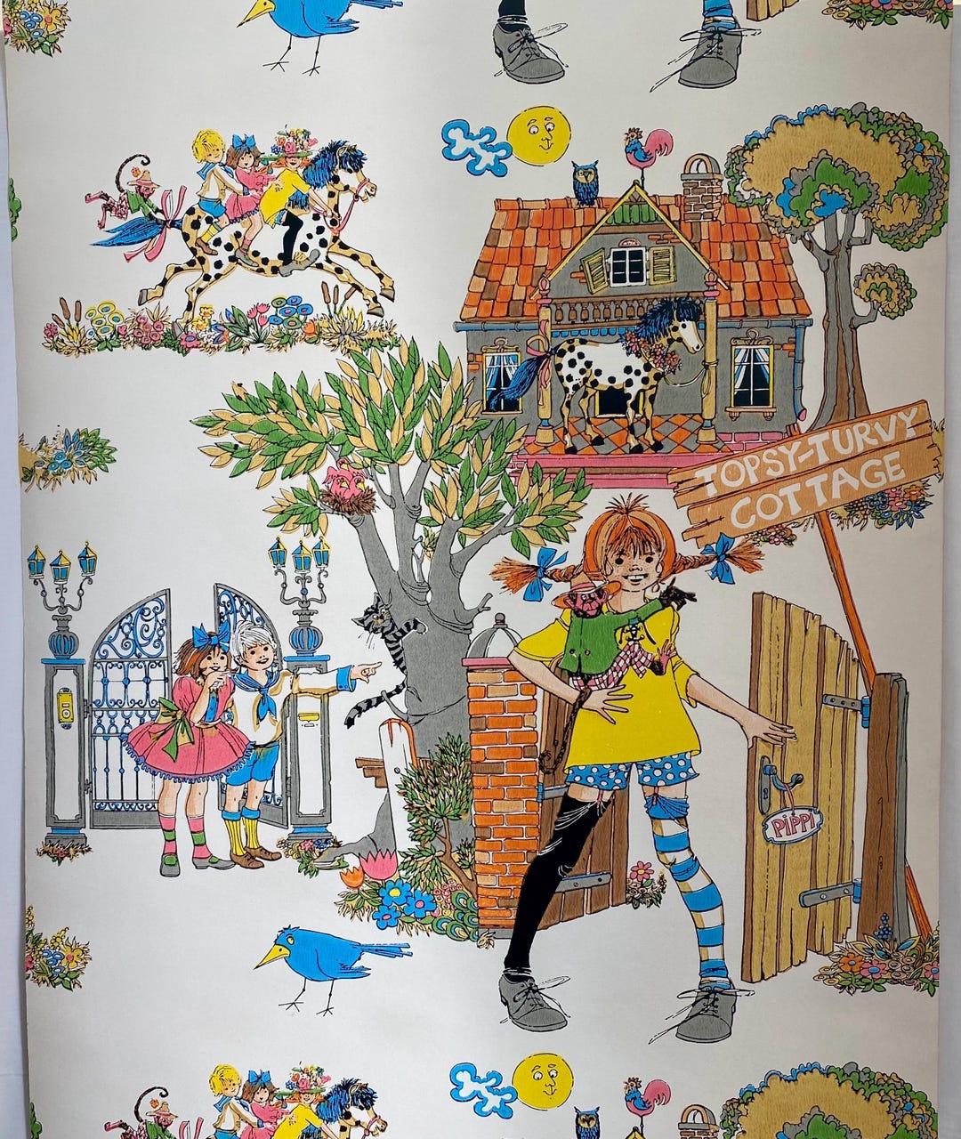 Pippi Longstocking Vintage Wallpaper Rare by the Yard - Wall Art ...