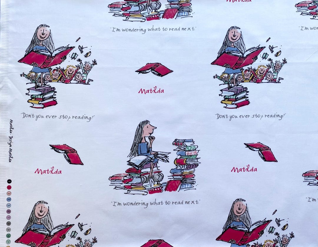 Matilda Roald Dahl Quentin Blake Design Cotton Fabric FQ Fat Quarter ...