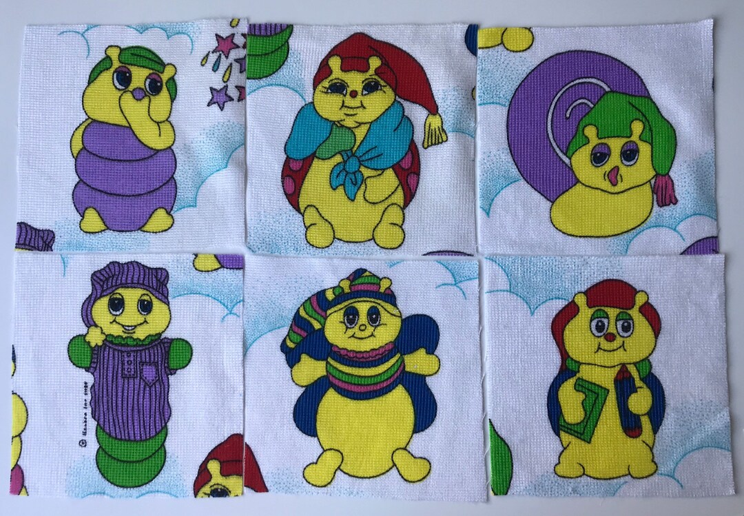 Glo Bugs Vintage Fabric Quilting Crafting Squares Hasbro Playskool - Etsy