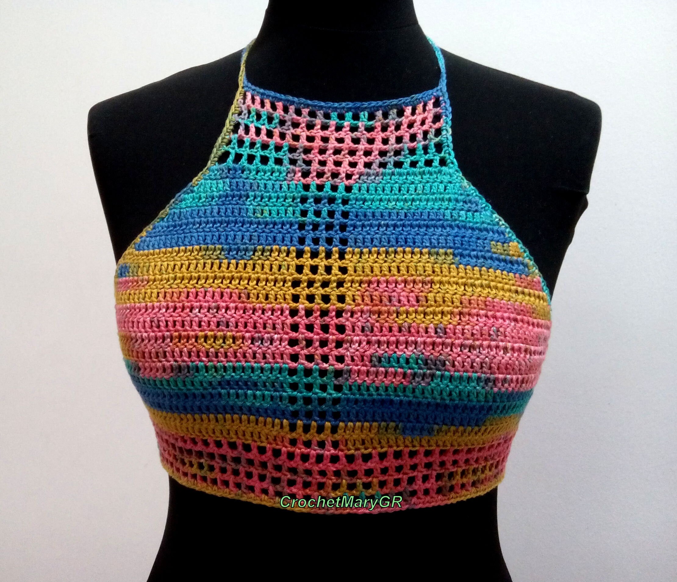Rainbow Crochet Top Crochet Crop Tops Bohemian Hippie | Etsy