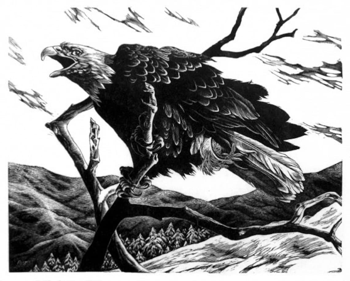 Bald Eagle Wood Engraving | Etsy