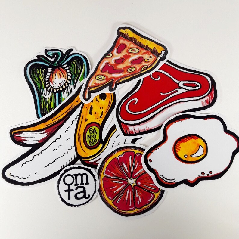 Food Sticker Pack Glossy Vinyl Stickers Decals Art - Etsy