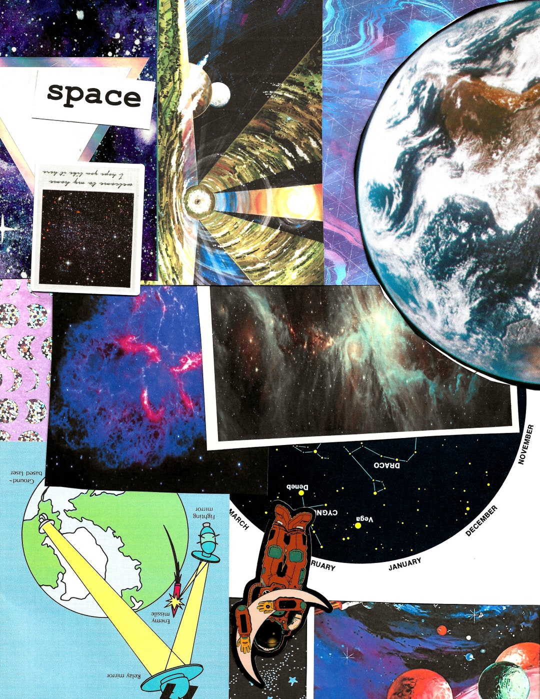 Space Paper Pack Universe Art Journal Kit Ephemera Vintage Mixed Paper ...