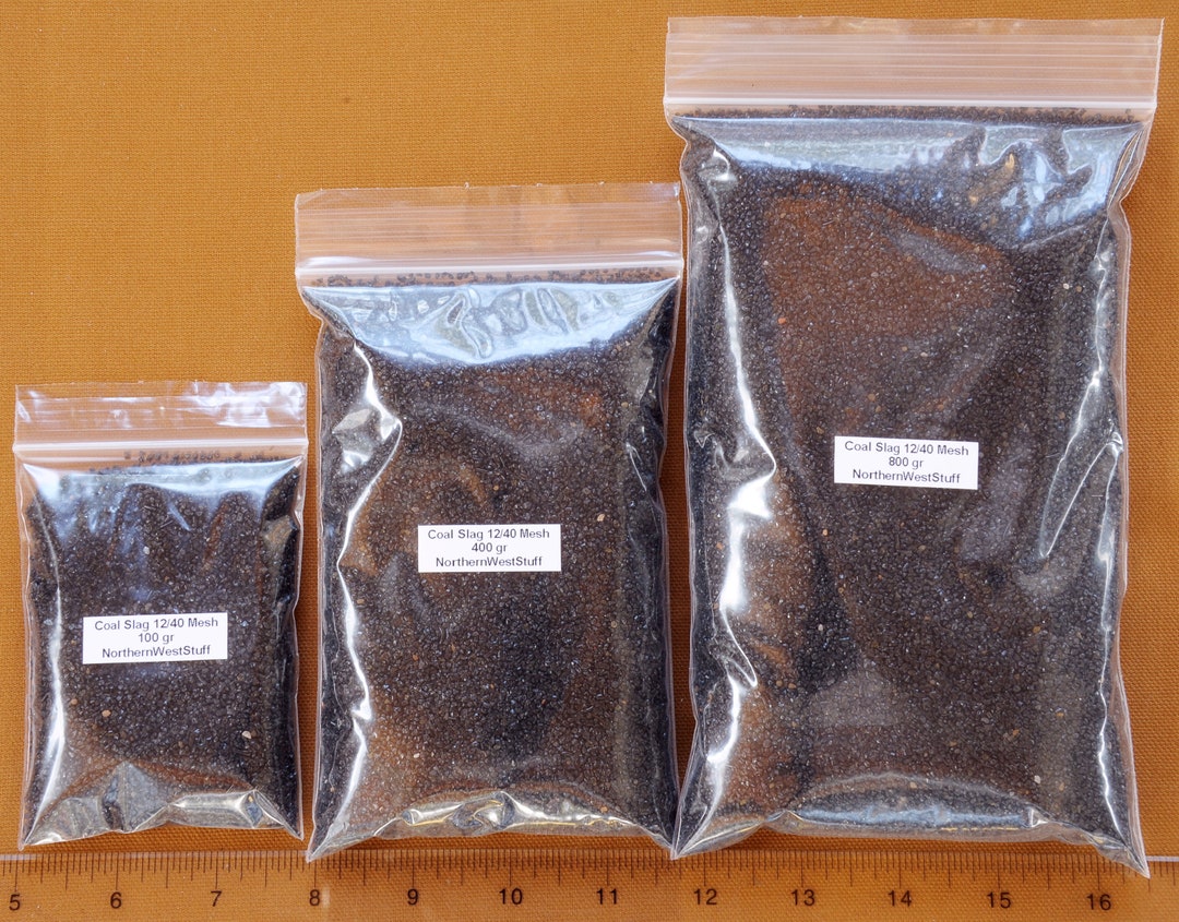 Freeship- Coal Slag Repurposed, Coal Glass, Black and Green/gold, 12/40 ...