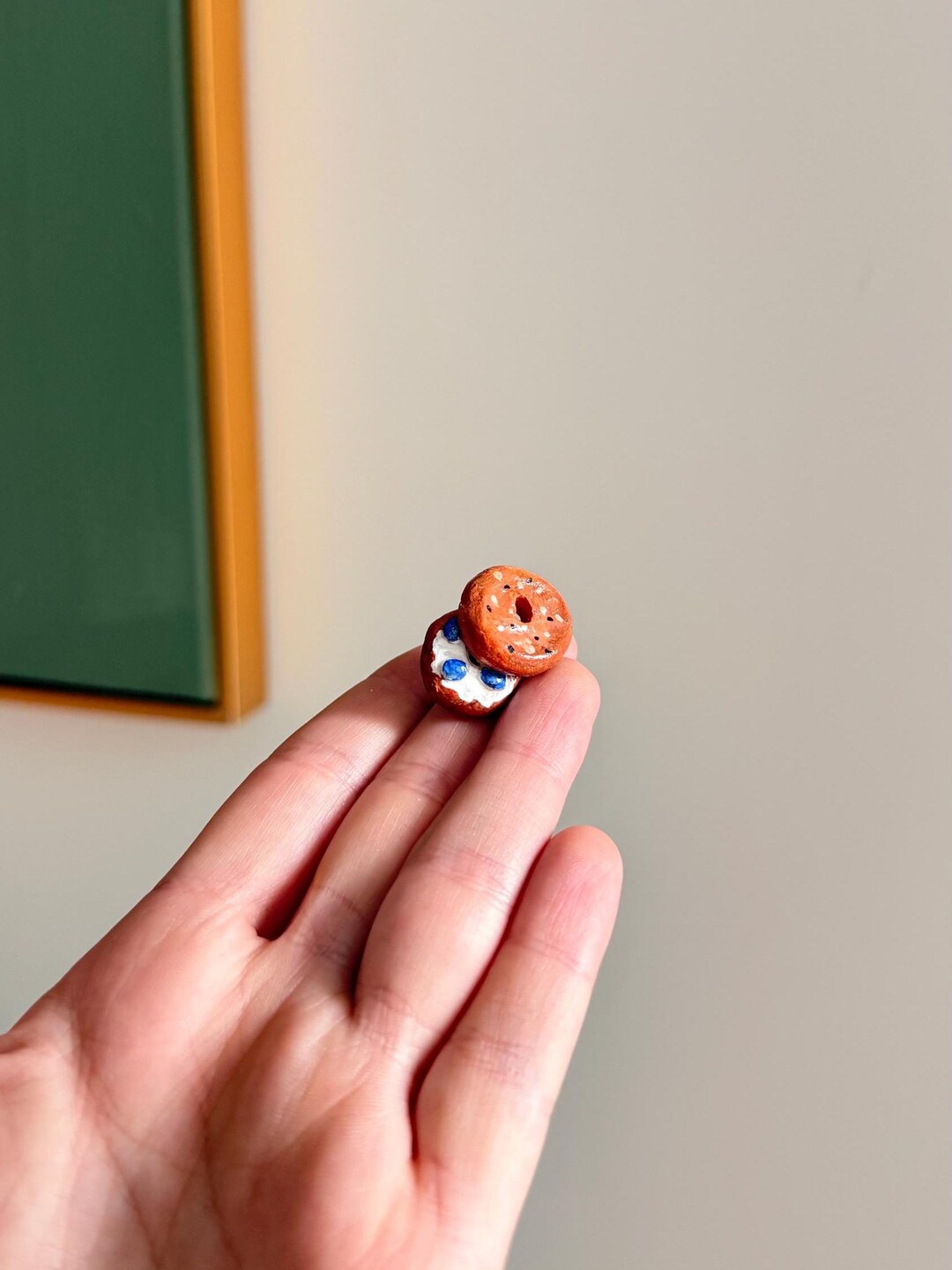 Everything Bagel Magnet Handmade Clay Miniature Bagel With Cream Cheese ...