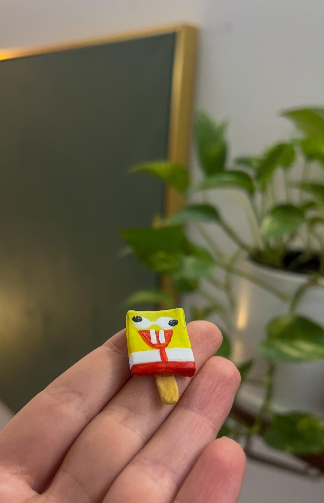 Funny Melted Spongebob Popsicle Magnet Handmade Clay Fridge Decor ...