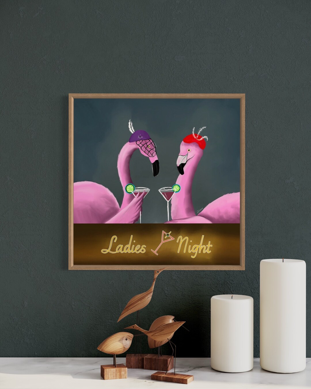 Ladies Night - Anthropomorphic Ostrich’s Drinking on Canvas - Etsy