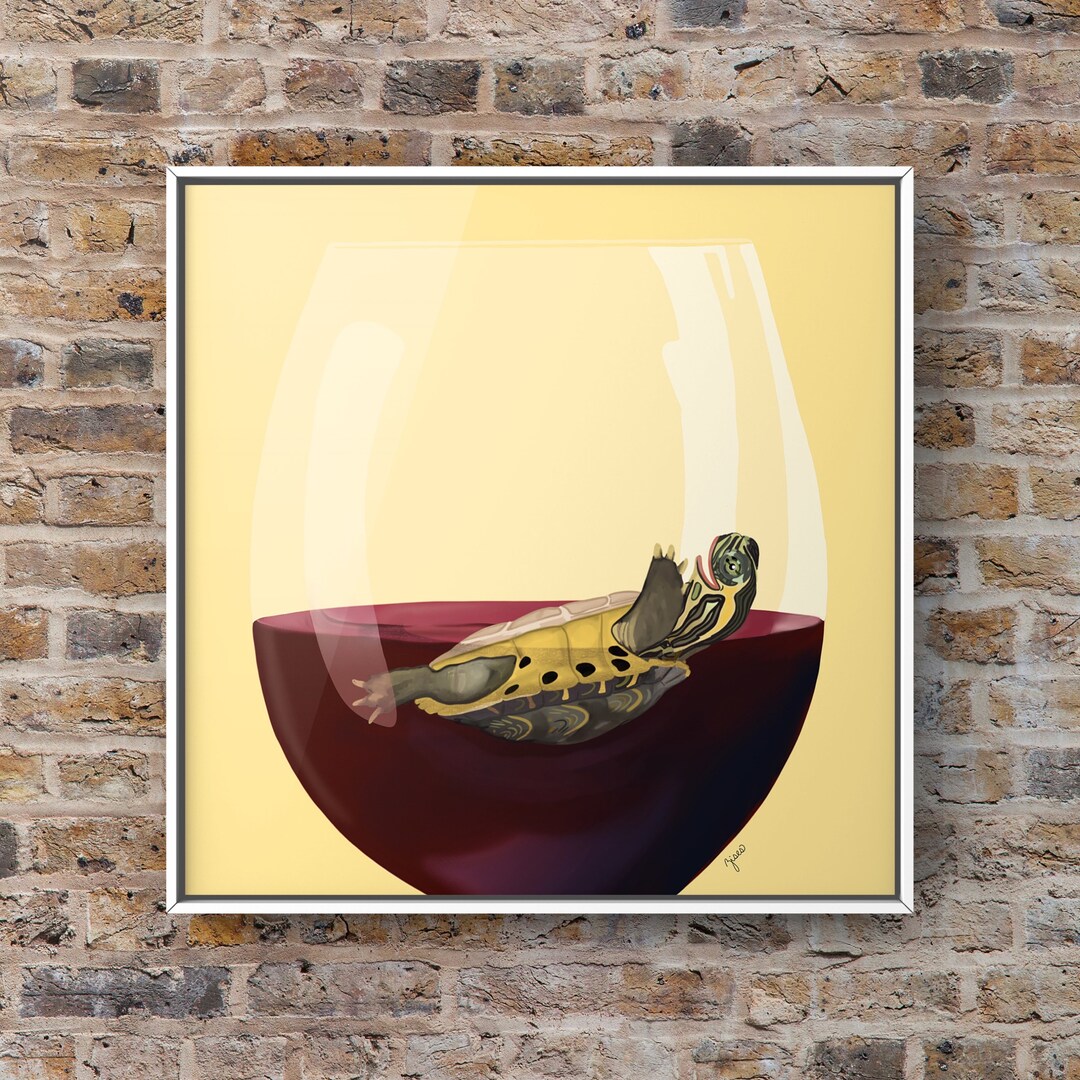 Floating Turtle, Drink Turtle, Yellow, Wine Lover Gift, Animal ...