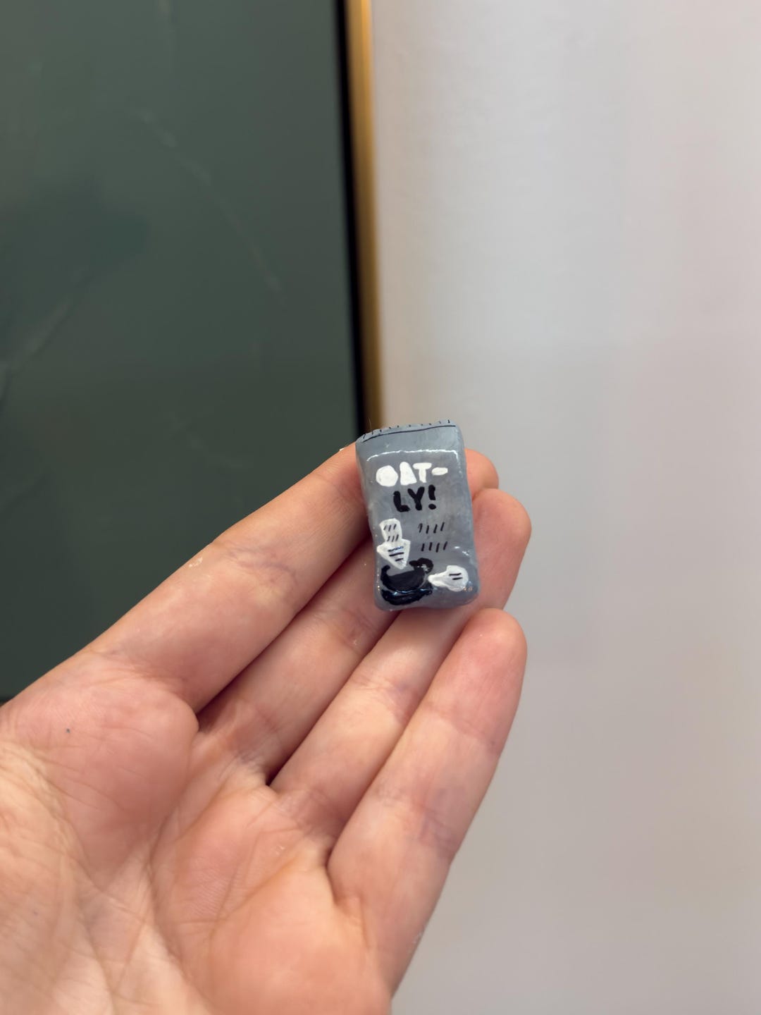 Oatly Magnet – Mini Oat Milk Carton, Handmade Clay Fridge Magnet, Vegan ...