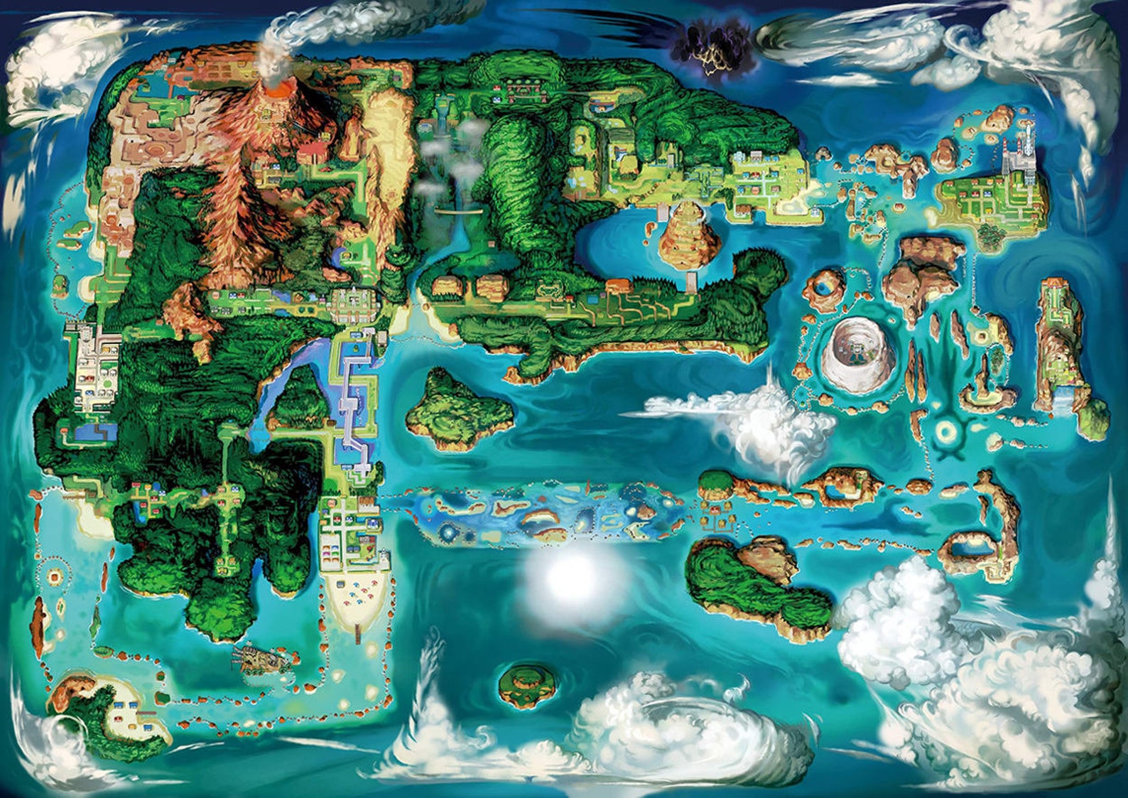 3D Hoenn Video Game Map Laser Cut Wood Multilayer Custom Decor Nintendo ...